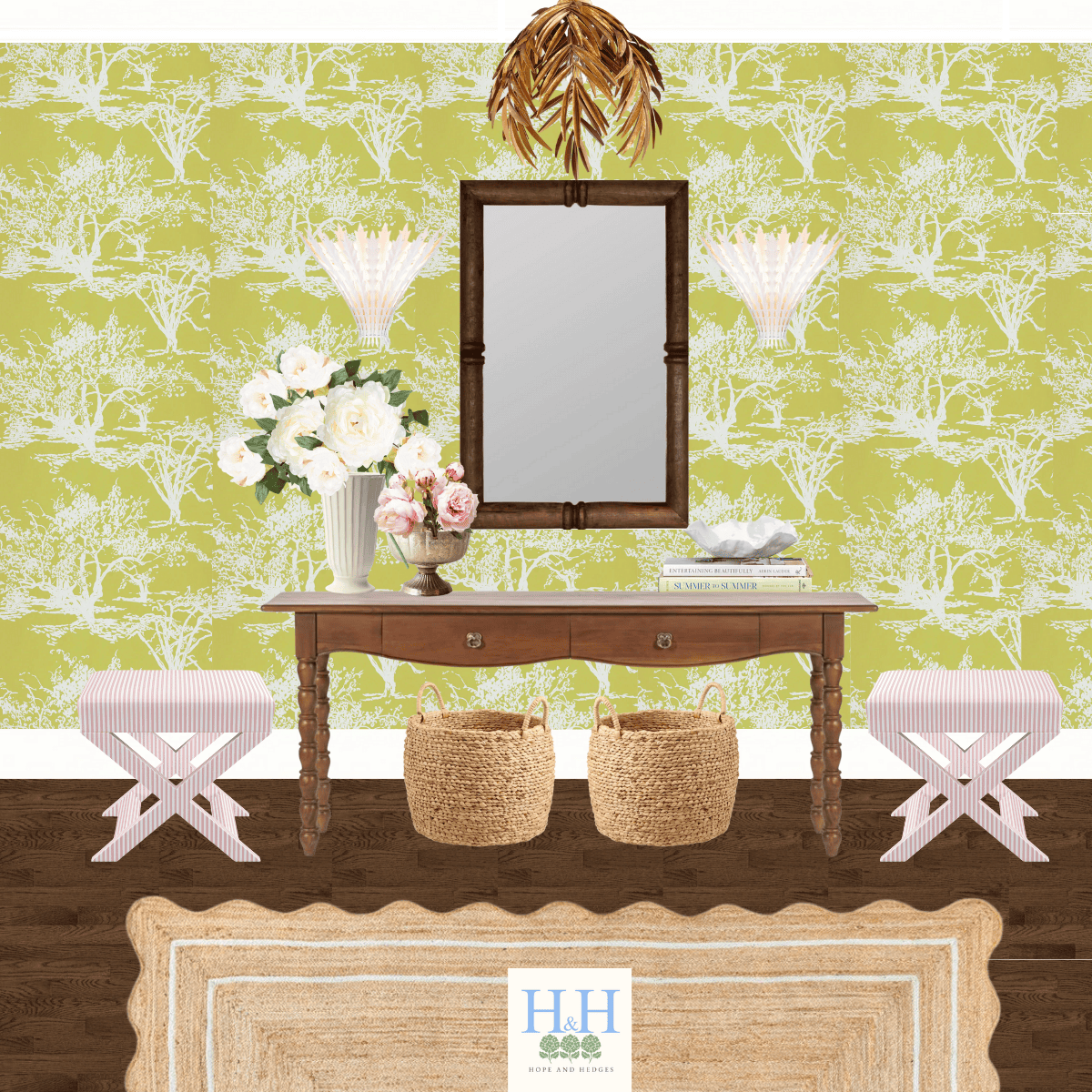 Apple Trees Wallpaper Entryway Mood Board | Hope And Hedges